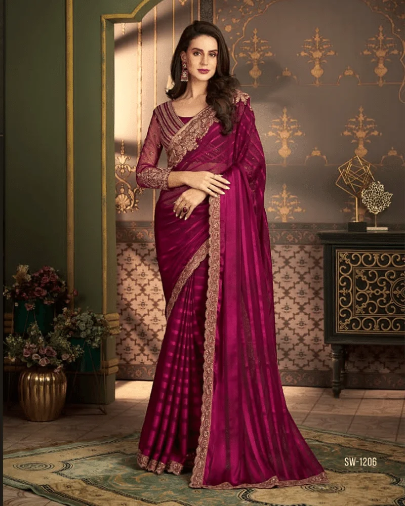 Premium Sartin Pattern Silk - Haimanti